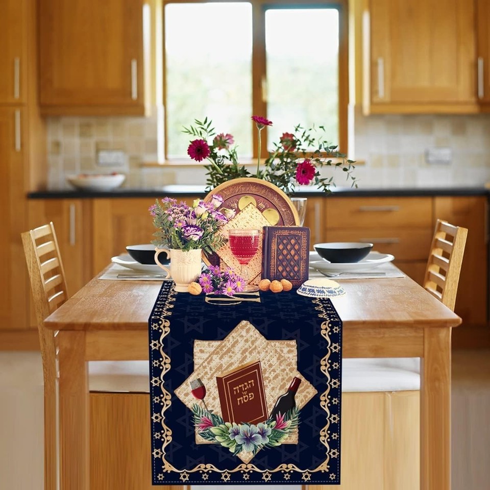 Happy Passover Table Runner Pesach Star of David Jewish 13 x 108, Multi ...