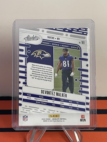 2024 Devontez Walker RC Panini Absolute Red White Blue Football #181 ...