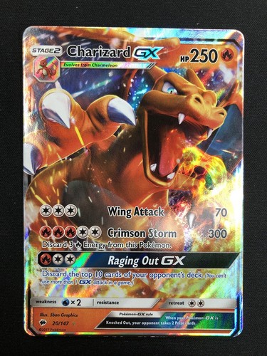 Pokemon Charizard GX 20/147 Burning Shadows Ultra Rare ERROR STAMP OFF ...