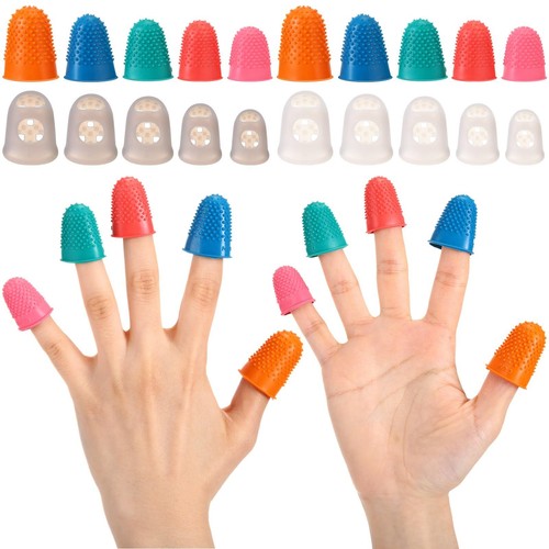 Zonon 20 Pieces Rubber Finger Tips Guard 5 Sizes Silicone Thimble ...