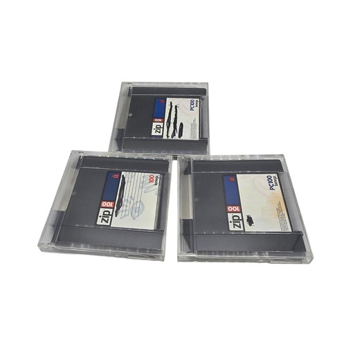 Lot of 3 iomega ZIP 100 MB Disk Diskettes Hard Plastic Cases except ...