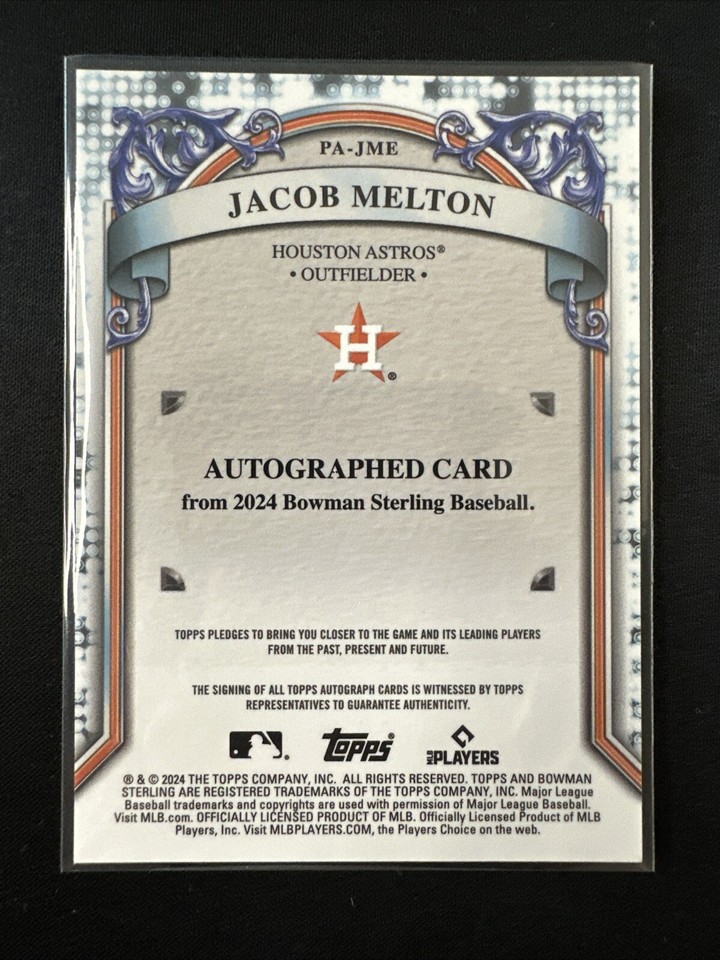 2024 Bowman Sterling Jacob Melton Prospect SPECKLE AUTO /99 Houston ...