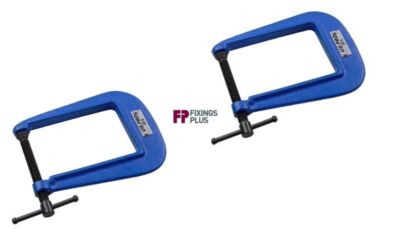 2 x 2" 50mm Deep Throat G Clamps 88mm Depth Clamp Woodwork Clamping ...