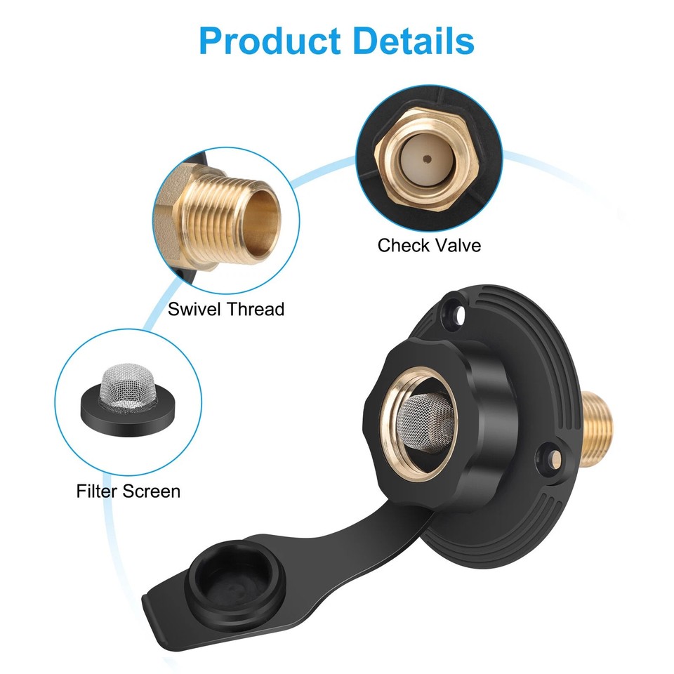 For RV city water inlet connection with check valve flange brass hose ...