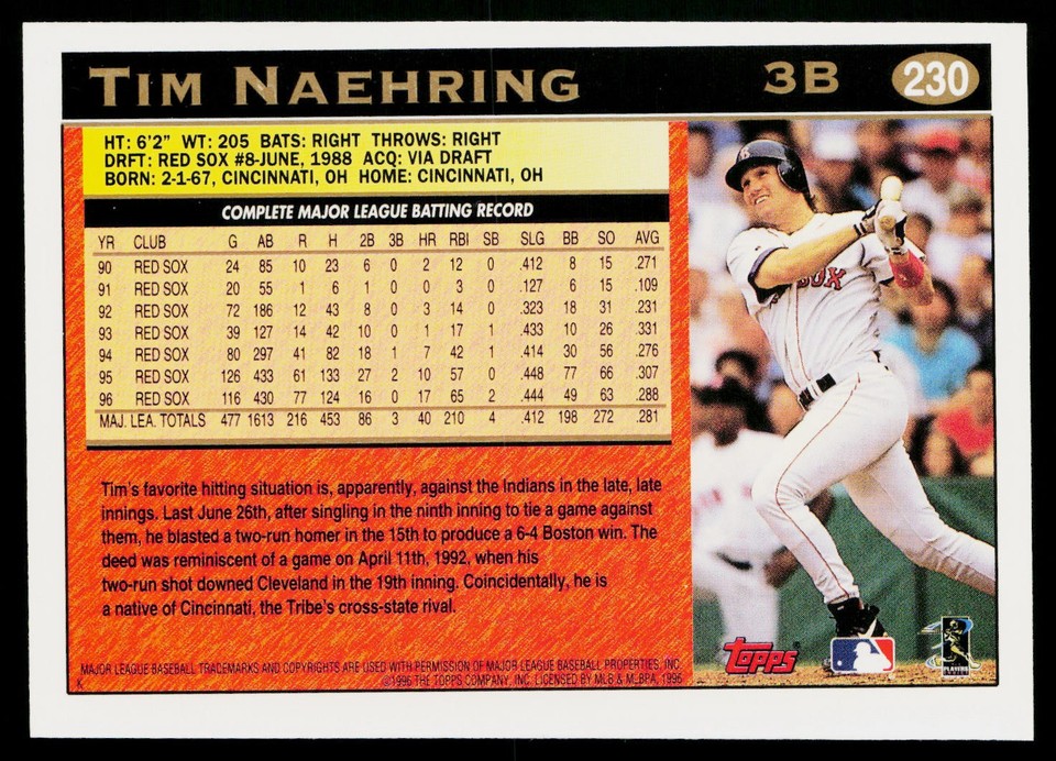 1997 Topps #230 Tim Naehring | eBay
