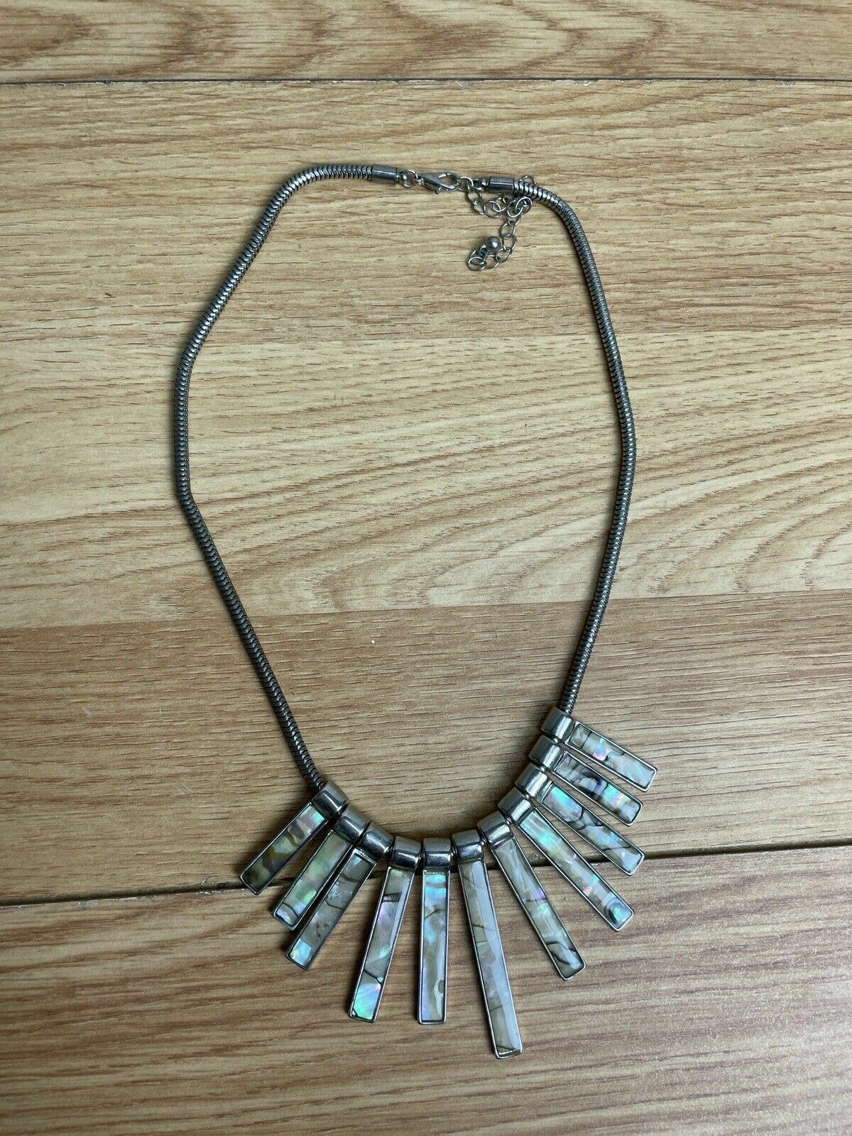 Silver Metal Necklace Graduated Fan Shape Possibly Sh… - Gem