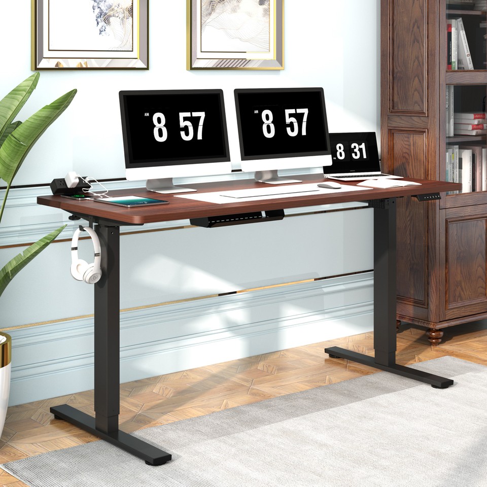 Adjustable Standing Desk with Built-In Cable Management and Hook, Black ...