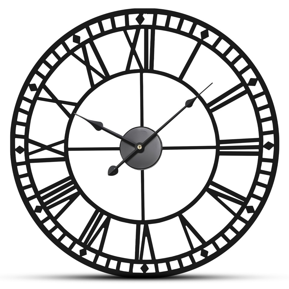 Extra Large Roman Clock Numerals Skeleton Open Face Round Wall Clock ...