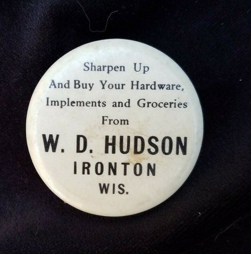 Old Advertising Premium Celluloid Sharpening Stone WD Hudson Ironton WI ...
