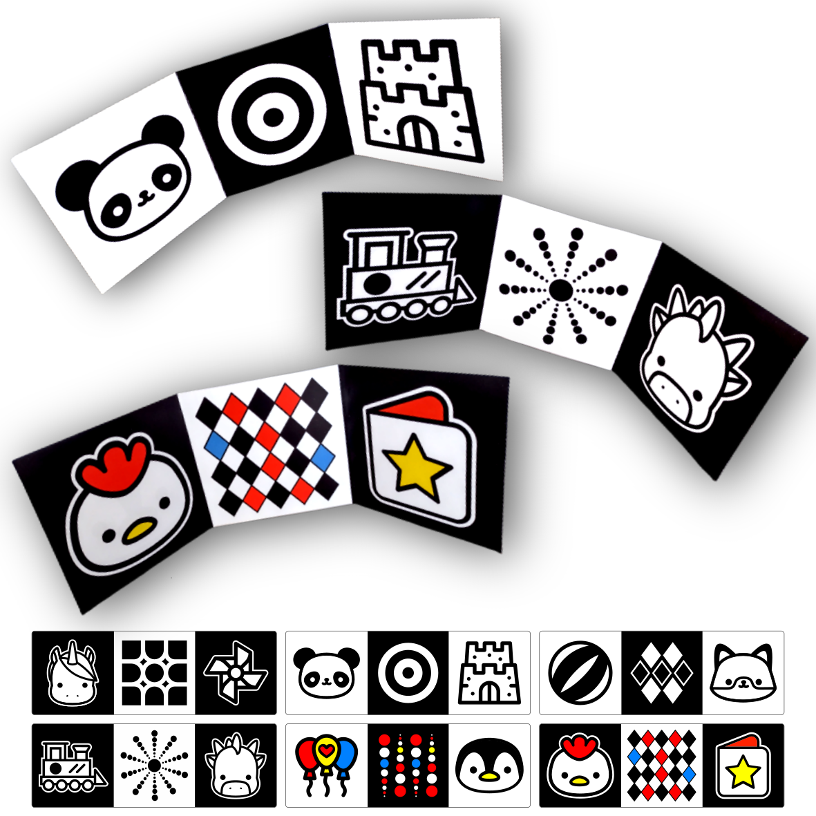 24 Design Black White Colour Baby Sensory Development Flash Cards ...