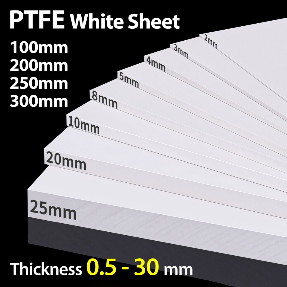 PTFE White Sheet 0.5mm to 30mm Thick Various Sizes 100mm to 300mm | eBay UK