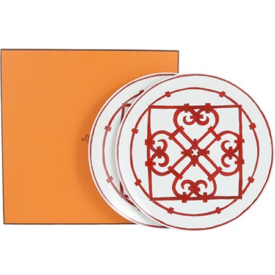 Hermes Dinner Plate Guadalquivir Red Tableware Dish 2 set Ornament New ...