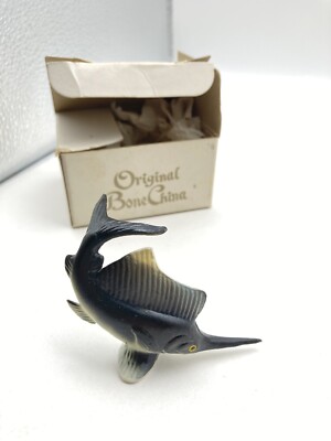 Vintage Swordfish Miniature Figurine Bone China Hand Painted Sailfin ...