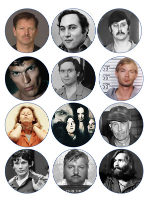 Set of 12 Serial Killer, edible wafer paper, cupcake, dessert, cookie ...