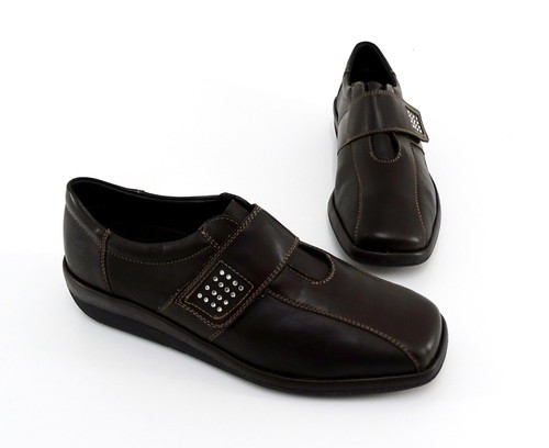 Halbschuhe Remonte Lofters Slipper Klettverschluss Echtleder braun Gr.7 ...