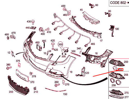 MERCEDES-BENZ C W204 FRONT BUMPER GRILLE LEFT TRIM RING A2048851374 | eBay