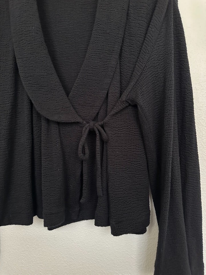 RicherPoorer Women's Bounce Knit Wrap Top Cardigan Black Relaxed Size ...