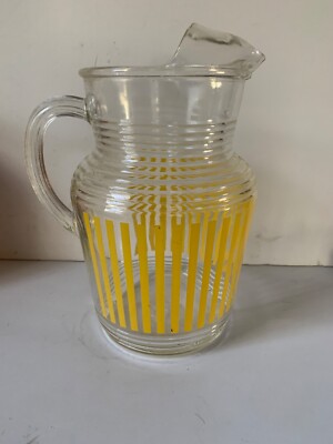 Vintage Hazel Atlas Lemonade/ Water/ Tea Pitcher w/ Ice Lip Stripe ...