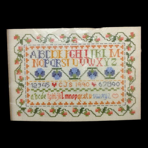 Dimensions ABC Sampler Cross Stitch - 7x5 vtg 1980s Flowers Rose ...