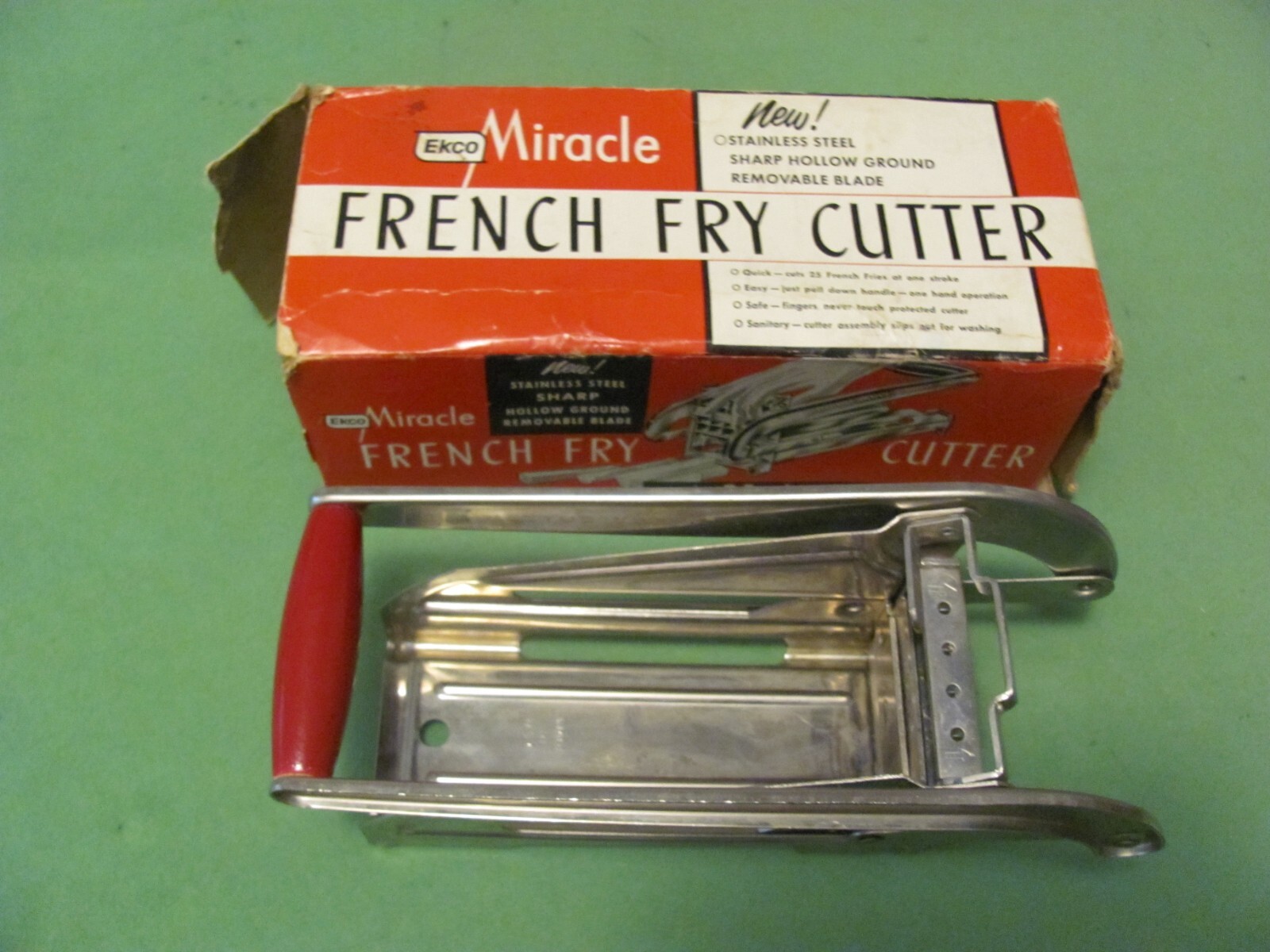 Vintage EKCO Miracle French Fry Potato Cutter Stainless Steel Red ...