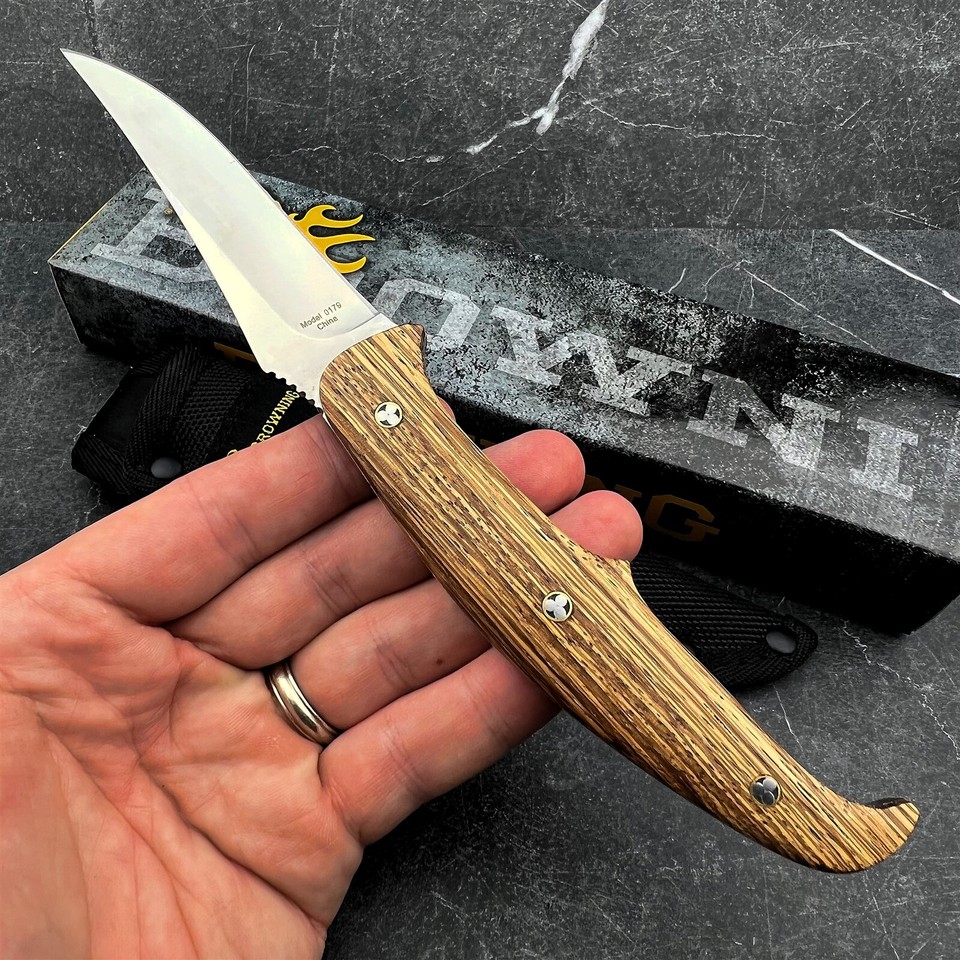 Browning Zebra Wood Handles Full Tang Fixed Blade Hunting Skinning ...