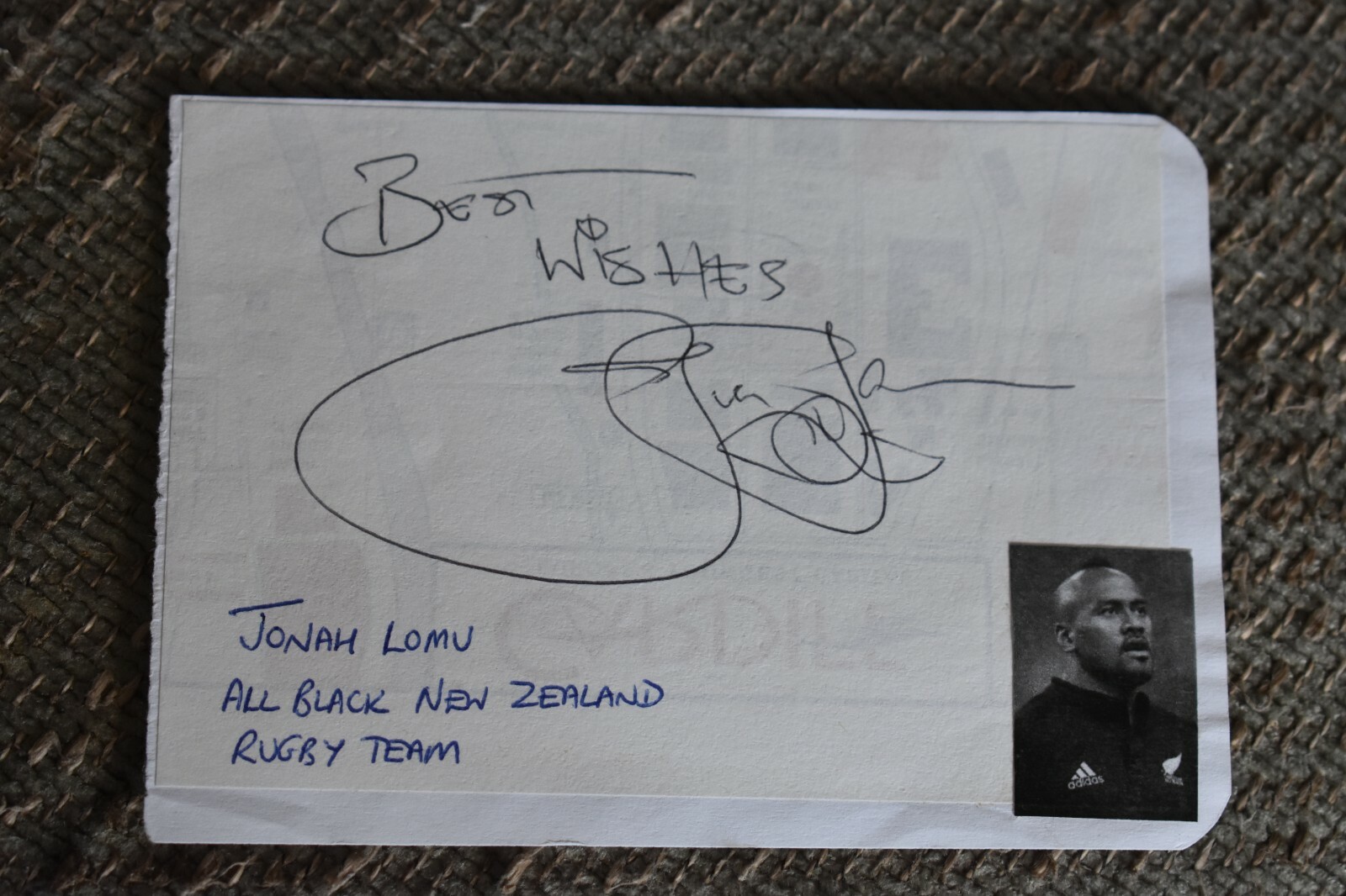Jonah Lomu signed piece of paper autograph | eBay