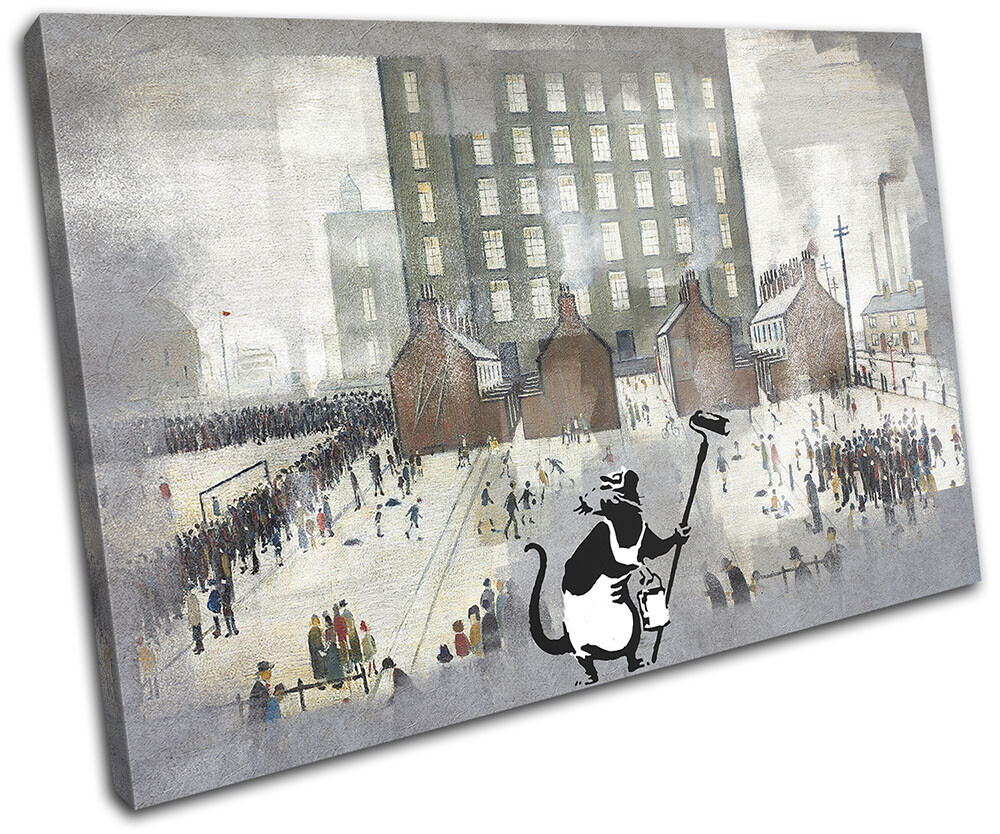 LS Lowry Street Banksy Painter Urban SINGLE CANVAS WALL ART Picture ...