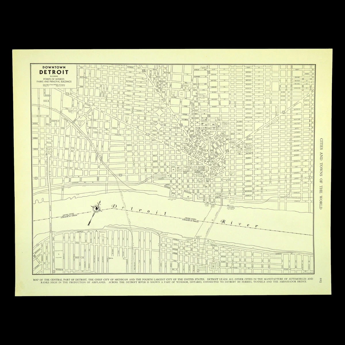 Large City Map Detroit Michigan