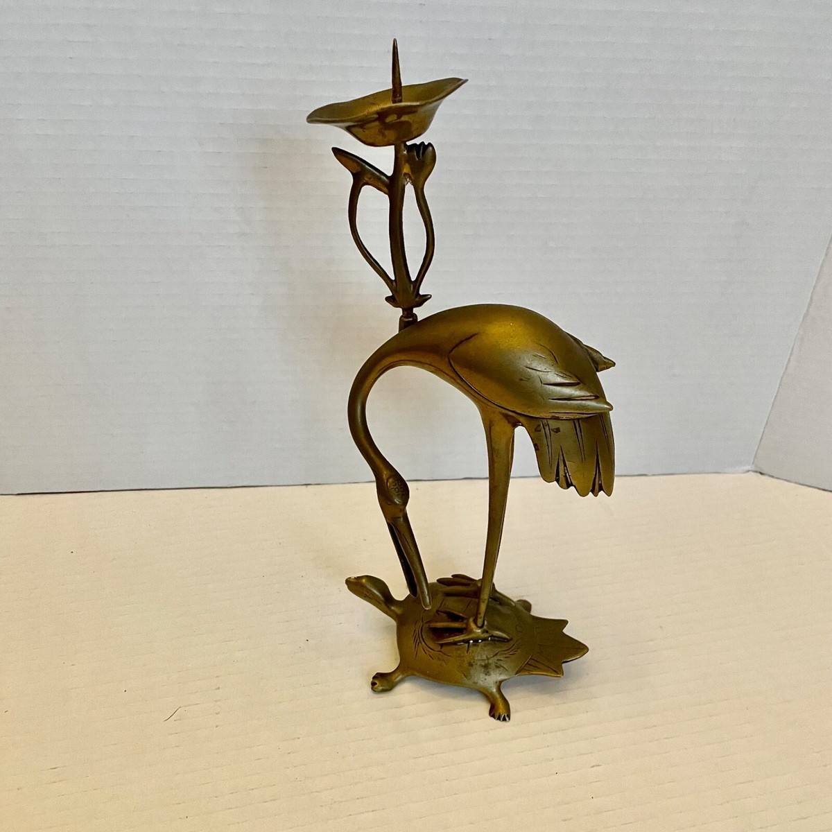 Crane Antique Brass Candle Holders
