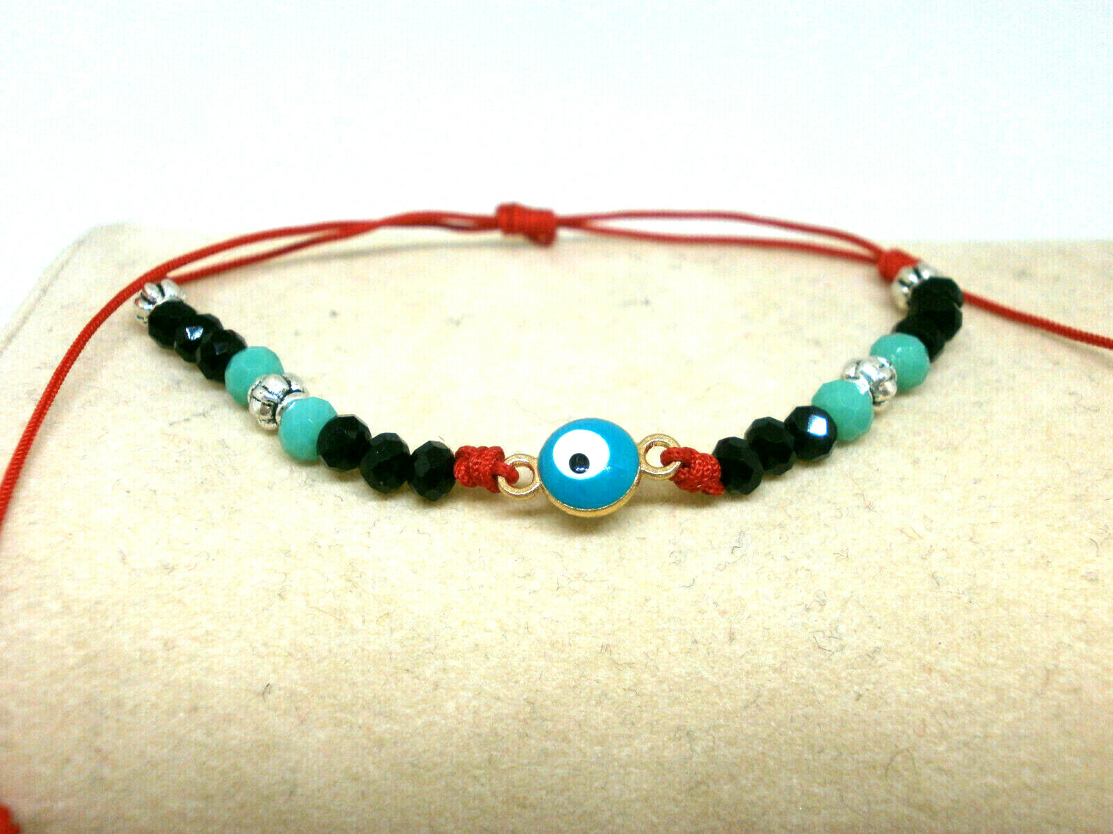 Bracelet " Eye Turkish " Charm Tone Blue With Thread Red Kabbalah Red ...
