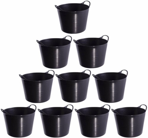 10x Heavy Duty Flexi Plastic Extra-strong Work Trugs Large 42 Litre ...