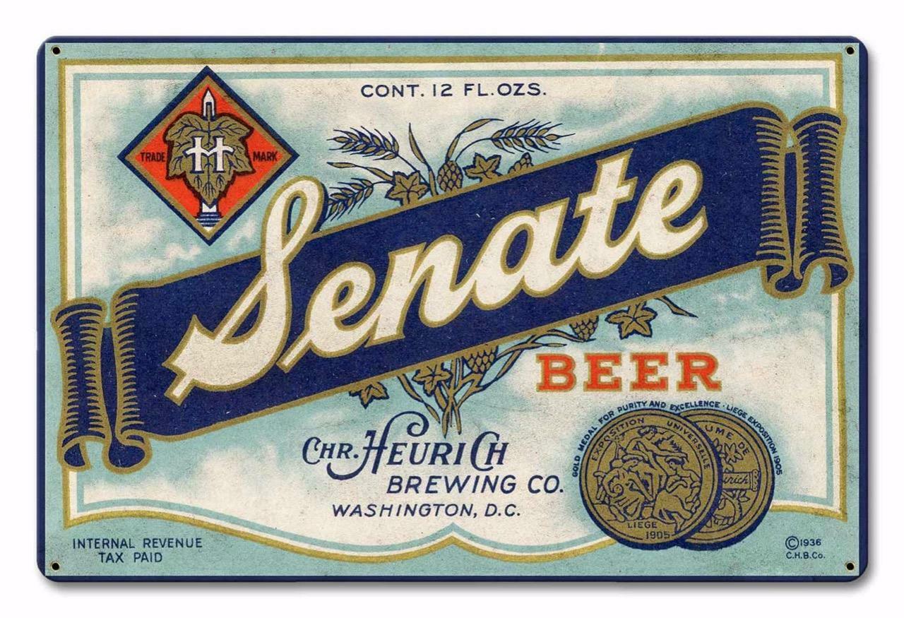 Senate Beer Ale Brewery Lager Metal Sign MAN CAVE GARAGE Body Shop ...
