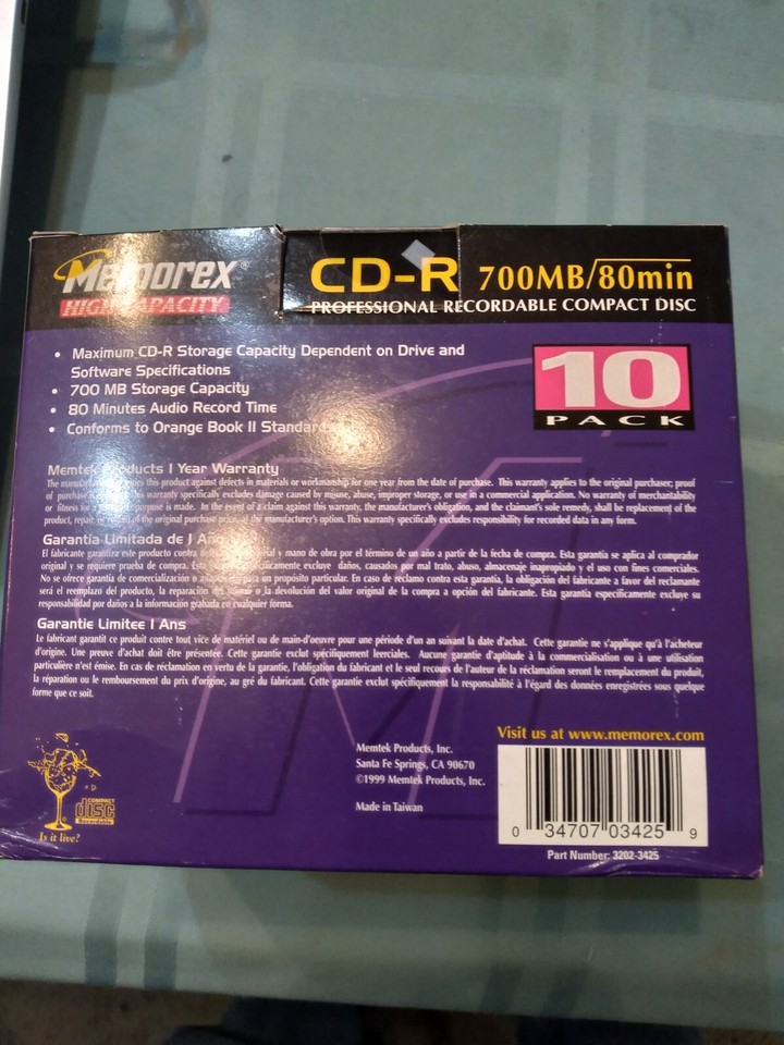New Memorex 10 pack CD-R High Capacity 700MB 80 Minute With Jewel Cases ...