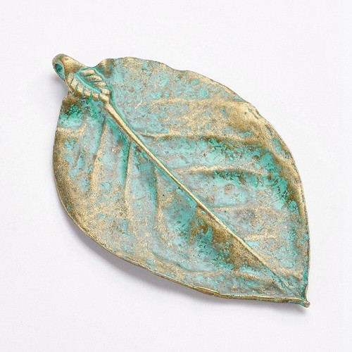 77x46mm Antique Bronze & Green Patina Leaf Pendant 1pcs | eBay
