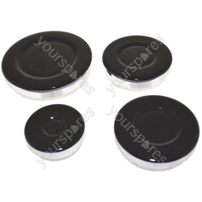 Universal Cooker Hob Gas Burner Base and Cap 4 Piece Set 55mm 75mm ...