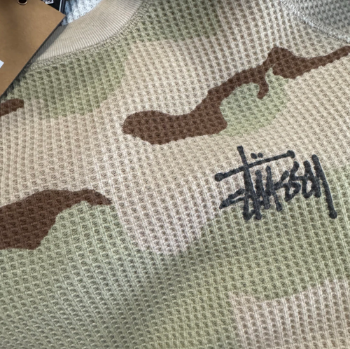 Stussy Raglan Thermal LS Crew Sand Camo / 1140356 / Fashion / Express ...