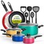 Vremi VR0041 Nonstick Cookware Set Colored Kitchen Pots and Pans, 15 ...