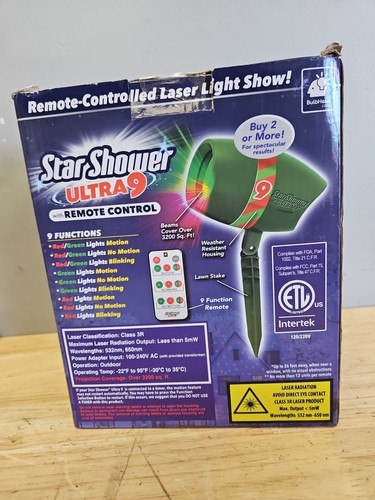 Star Shower Ultra 9 Christmas Laser Projector Red Green W/ Remote Light ...