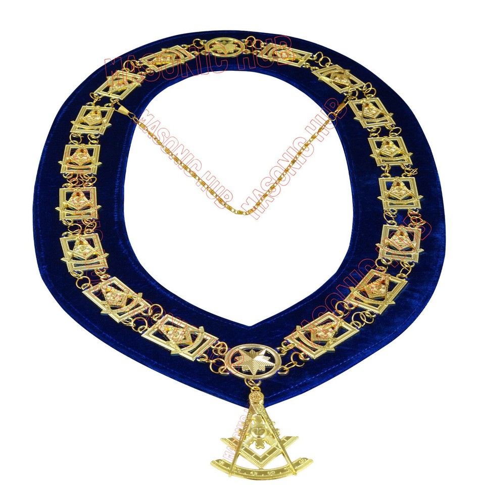 Masonic Past Master Metal Chain Collar Blue Backing + Free Jewel | eBay