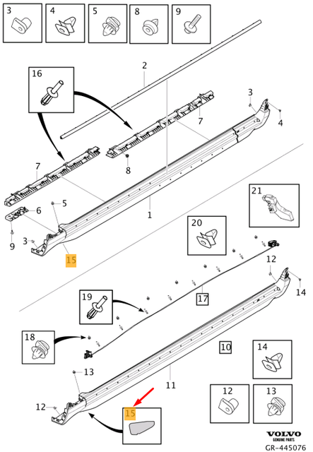 VOLVO XC90 MK2 RIGHT SILL PANEL BOTTOM RAIL TAPE 31463586 GENUINE for ...