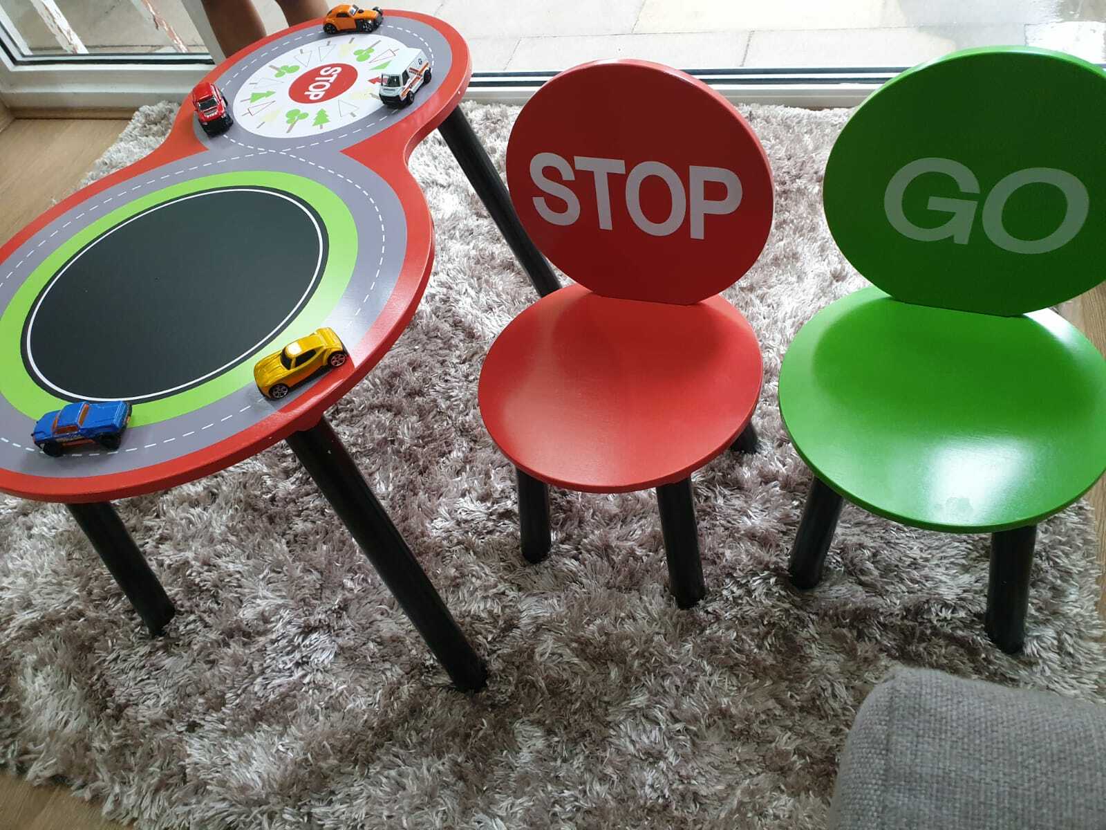 Children Racing Car Table & Chairs for Kids Stop Go kids boys study ...