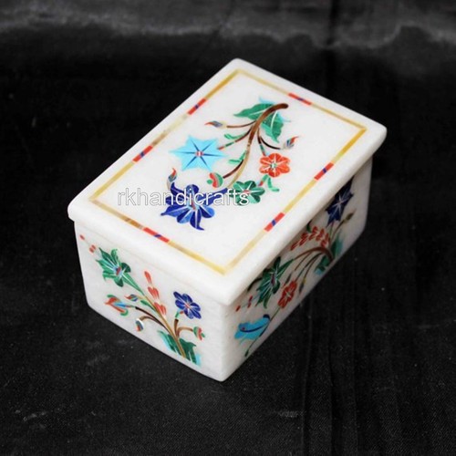 4 x 3 Inches White Marble Accessories Box for Office Decor Handmade ...