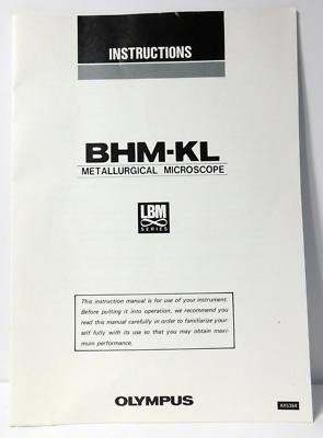 OLYMPUS BHM-KL Metallurigical Microscope LBM Series Instructions Manual ...