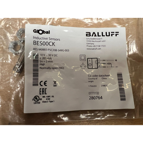 INDUCTIVE SENSOR BALLUFF BES00CK BES M08EE-PSC20B-S49G-003 280764 | eBay