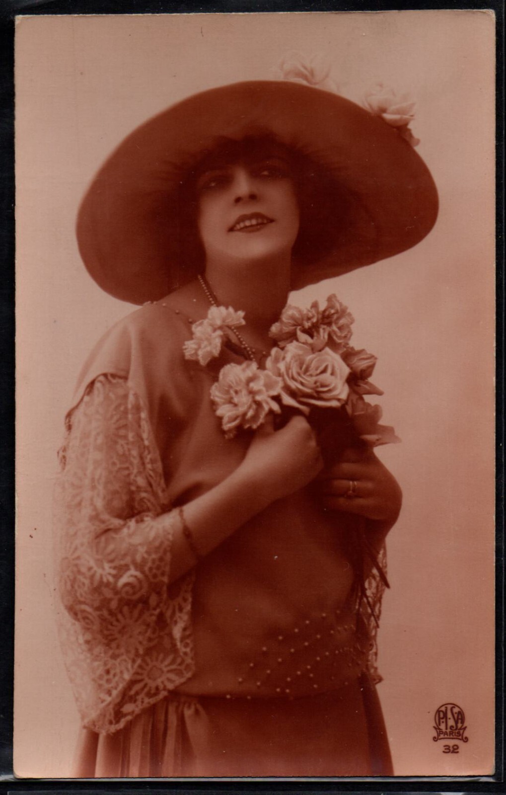 BJ106 ART DECO HIGH FASHION FLAPPER LADY WOMAN LARGE HAT KITSCH Tinted ...