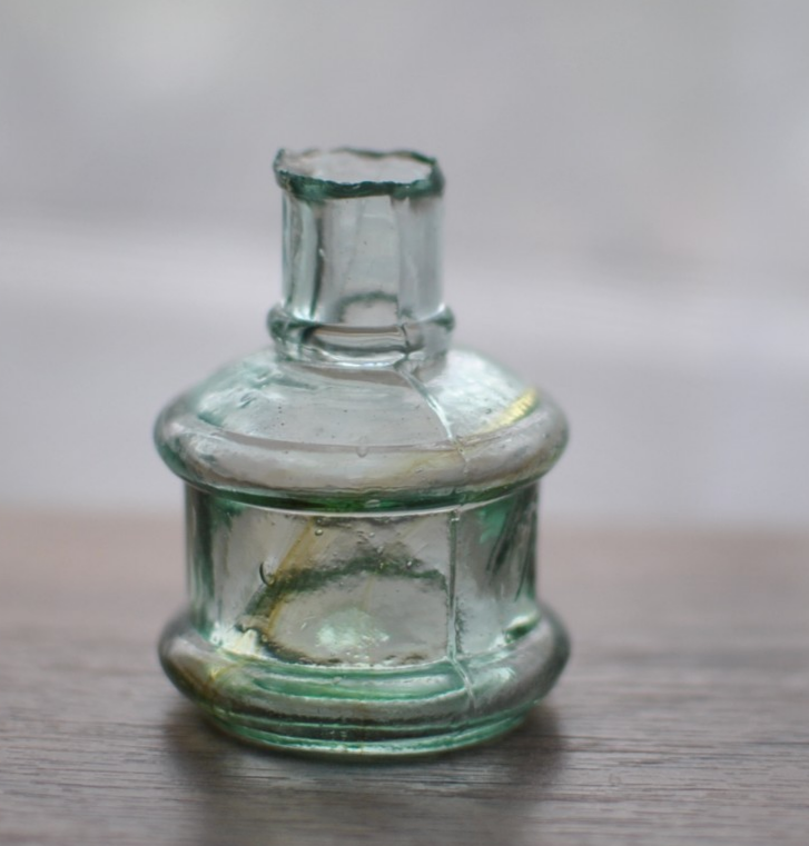 PRIDGE Aqua Glass Cotton Reel INK Bottle | eBay UK