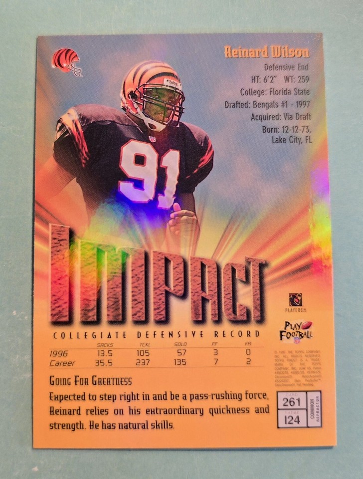 1997 Topps Finest REINARD WILSON #261 Refractor Impact Rookie RC ...