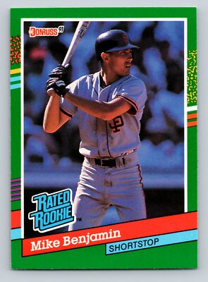 1991 Donruss Baseball #432 Mike Benjamin Rated Rookie San Francisco ...
