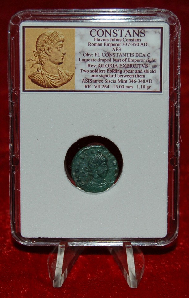 Ancient Roman Empire Coin CONSTANS Two Roman Soldiers Holding Spear and ...