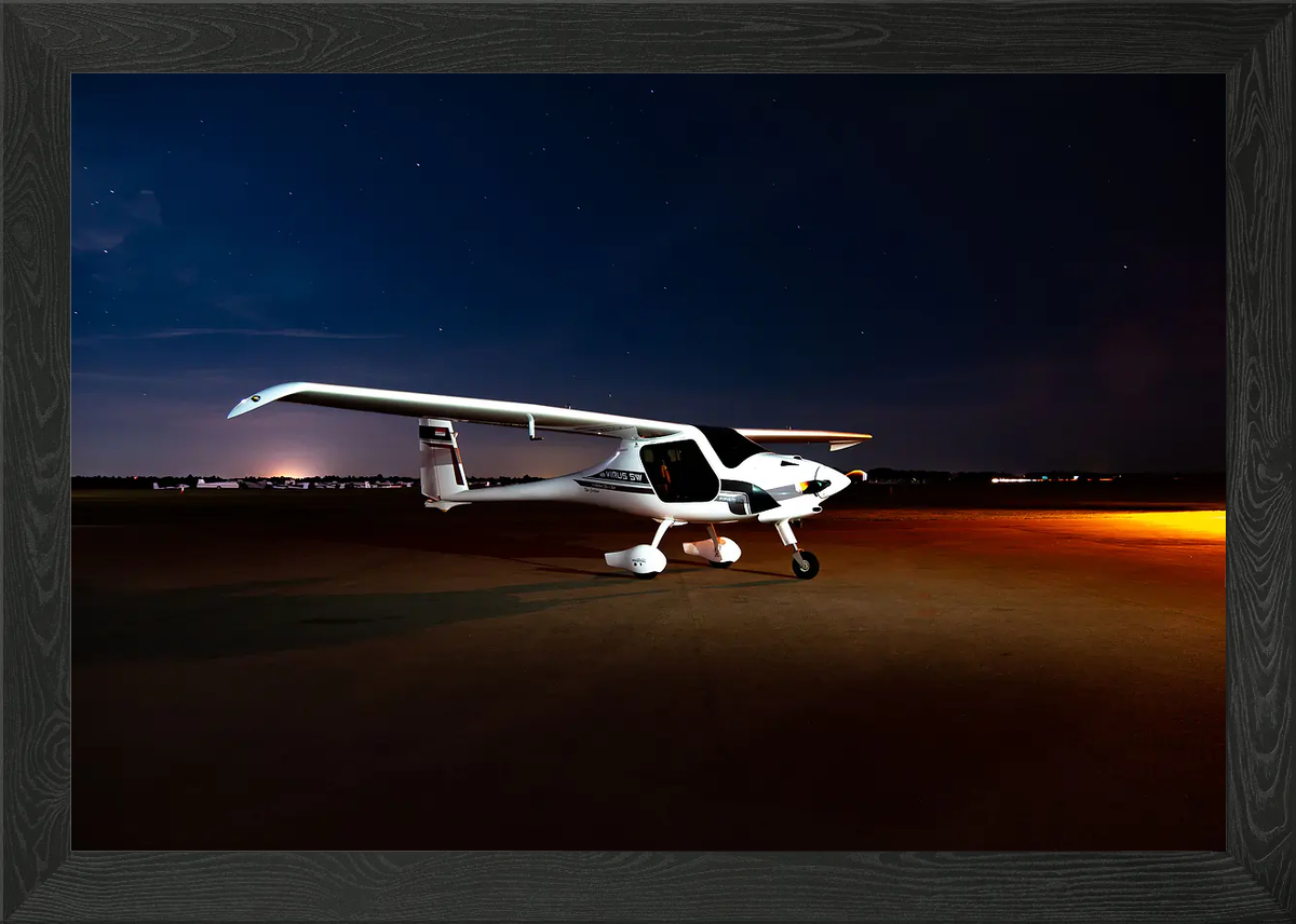 Airplane parking at night Framed Wall Art Poster Canvas Print Picture ...